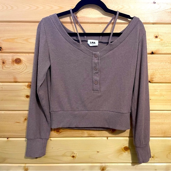 LNA | Sweaters | Lna Cropped Knit Sweater With Buttons | Poshmark